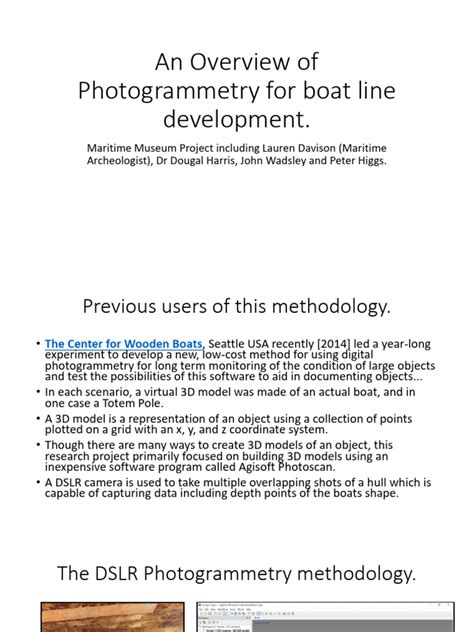 An Overview Of Photogrammetry For Boat Line Development Pdf 3 D