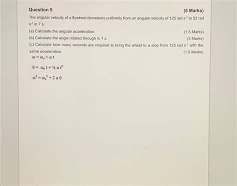 Solved Question Marks The Angular Velocity Of A Chegg