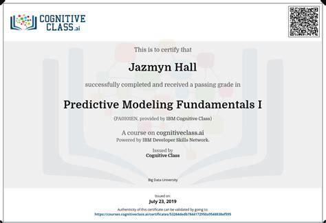 IBM Cognitive Class PA0101EN Certificate Cognitive Class