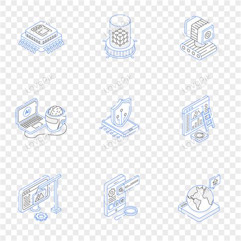 Ai 팩 및 개발 개요 등각 아이콘 Png 일러스트 무료 다운로드 Lovepik
