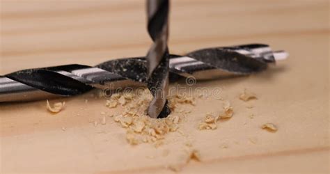 Metal Drill Bit And Pine Wood Board During Operation Stock Footage Video Of Screwdriver