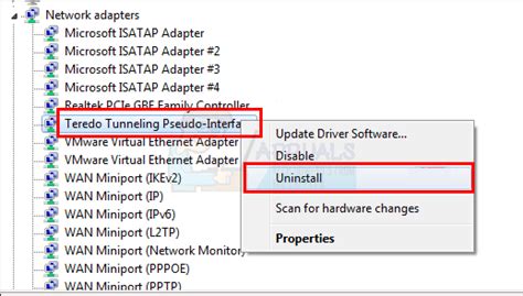 fix teredo tunneling pseudo interface error code 10