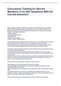 Concussion Training For Service Members Hr JKO Questions With All Correct Answers