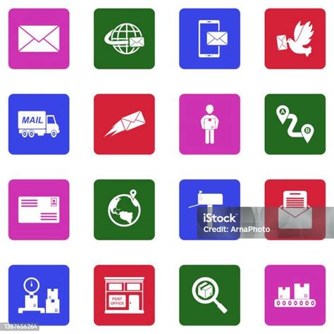 메일 아이콘입니다 스퀘어의 화이트 플랫 디자인 벡터 일러스트레이션 나무 기둥에 대한 스톡 벡터 아트 및 기타 이미지 나무 기둥 단일 객체 디자인 Istock