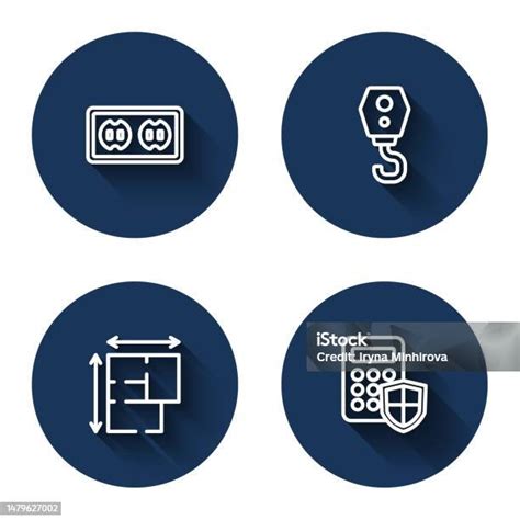 Set Line Electrical Outlet Crane Hook House Plan And Security Keypad Access Panel With Long