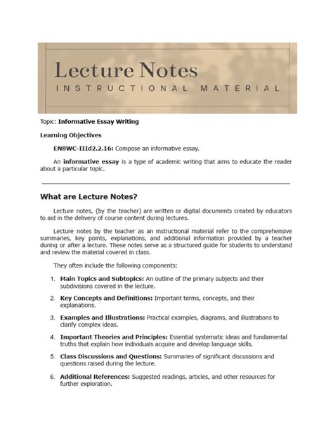 Lecture Notes Handout Pdf