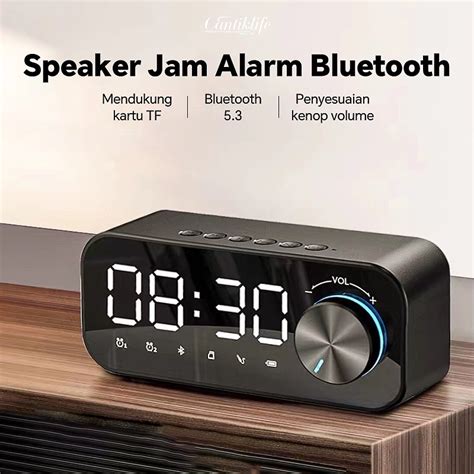 Jual COD Speaker Bluetooth Portable Bass Speaker Jam Alarm Clock LED Display Speaker Bluetooth