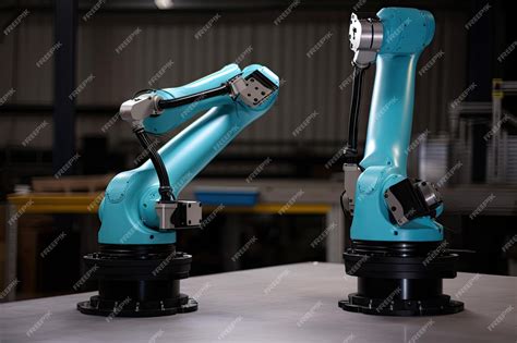 Premium Ai Image Pair Of Cobots Working Side By Side To Fabricate
