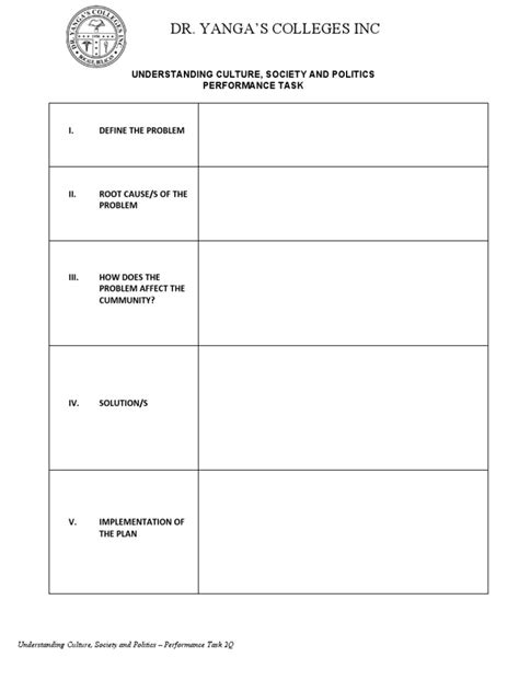 Performance Task Template Pdf