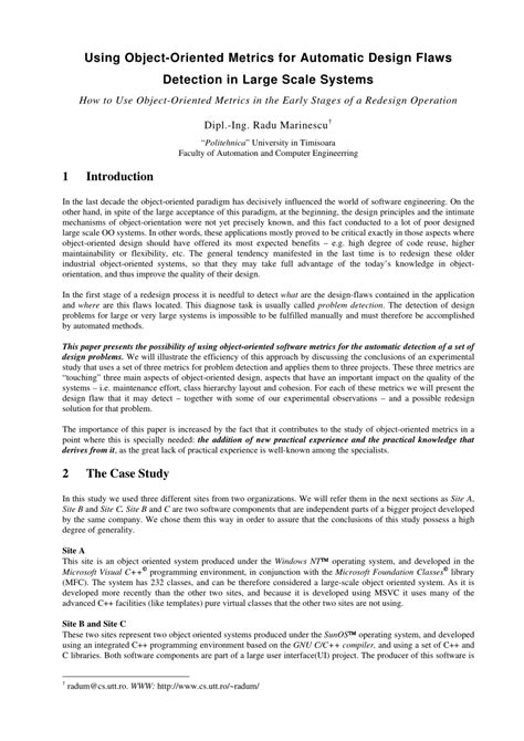 Pdf Using Object Oriented Metrics For Automatic Design Flaws