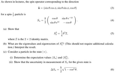 Solved As shown in lectures, the spin operator corresponding | Chegg.com