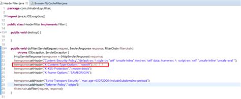 “x content type options”头缺失或不安全，添加filter后 theader x