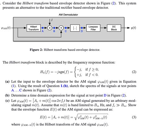 solved consider the hilbert transform based envelope