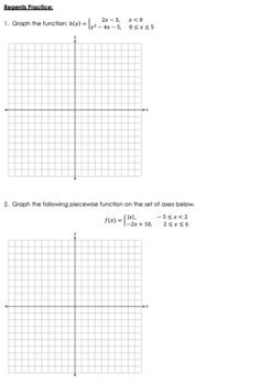 Graphing Piecewise Functions Notes Practice Algebra Regents