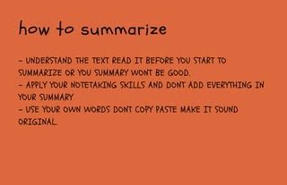 English Lesson Summarizing A Text PDF