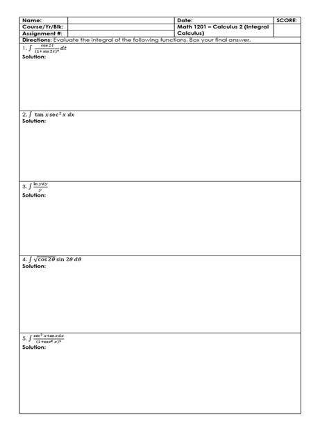 Midterm Integral Assignment 1 Pdf