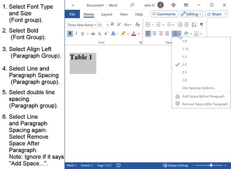 Apa Format For A Table Using Microsoft Word