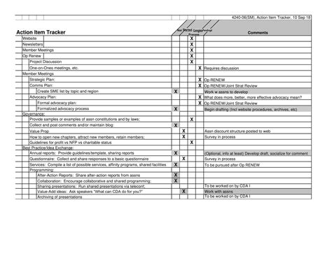 Free Printable Action Item Templates Excel Word Meeting