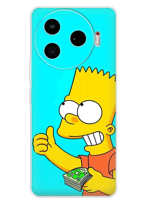 Чохол для Tecno Camon 30 Pro Сімпсони веселий схвальний відгук Барт Сімпсон з пачкою доларів у