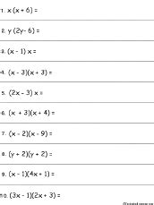 Multiply Polynomials Algebra EnchantedLearning Worksheets Library