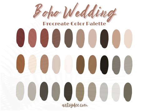 Procreate Wedding Procreate Boho Procreate Color Palette Digital Downloads Color Swatches