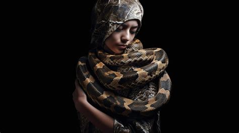 Premium Photo Serene Serpent A Captivating Portrait Of A Woman With A