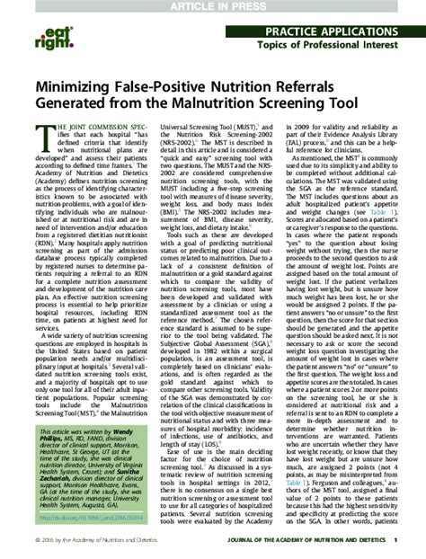 pdf minimizing false positive nutrition referrals generated from the
