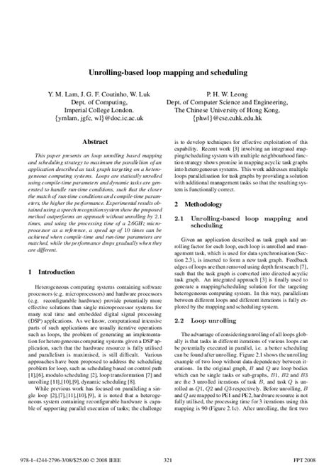 Pdf Unrolling Based Loop Mapping And Scheduling