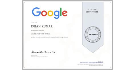 Ishan K On Linkedin Completion Certificate For Get Started With Python