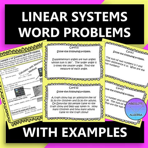 Linear Systems Word Problems With Examples Absolute Algebra