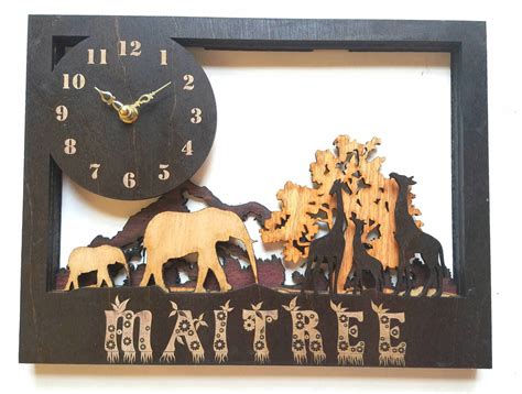 Personalized Wall Clock Safari Theme Jungle Giraffe Etsy