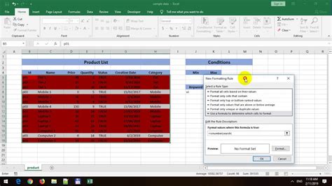use multiple conditions in conditional formatting with excel 2019 youtube