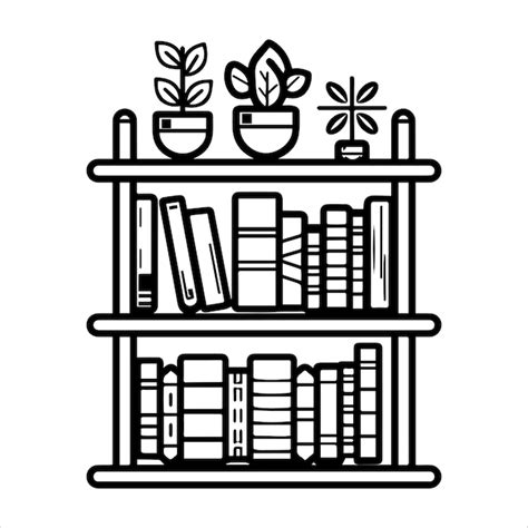 Bookshelf Icon Or Modern Line Symbol Vector Line Art And Icon Design