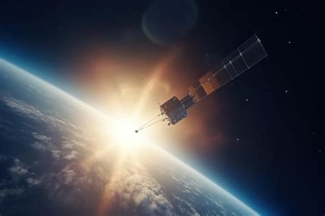Premium Photo A Satellite Is Flying In Orbit Around The Planet Earth