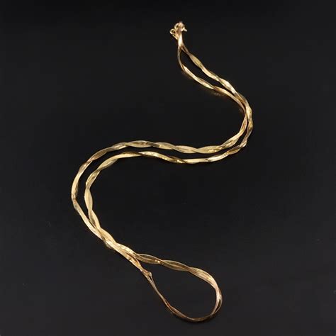 Italian 14k Braided Herringbone Chain Necklace Ebth