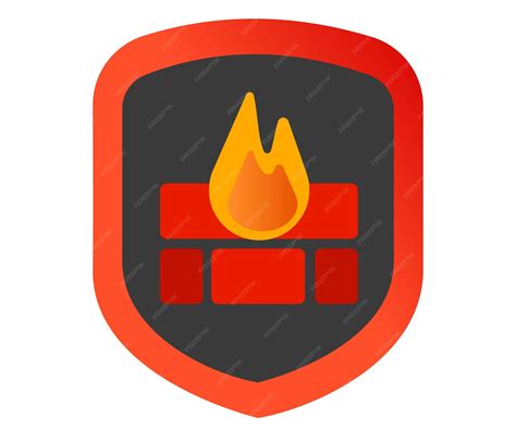 Premium Vector Firewall Icon Symbol Shield With Brick Wall And Flame