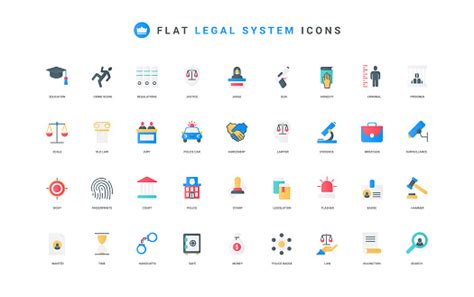 변호사와 법원 판결 법적 권위 사법 법 저울 저울 색상 아이콘 세트 개체 그룹에 대한 스톡 벡터 아트 및 기타 이미지 개체 그룹 경찰관 계약서 Istock