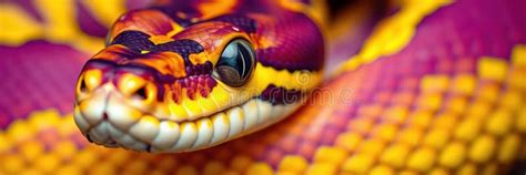 Colorful Ball Python Resting On Vibrant Background With Intricate