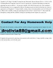 Variable Costing Income Statement Unit Product Cost Net Course Hero