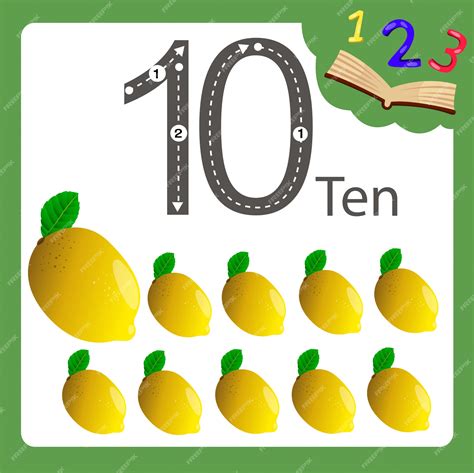 Elements Of Ten Number Lemon Premium Vector