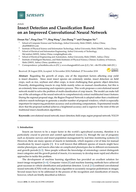 PDF Insect Detection And Classification Based On An Improved Convolutional Neural Network