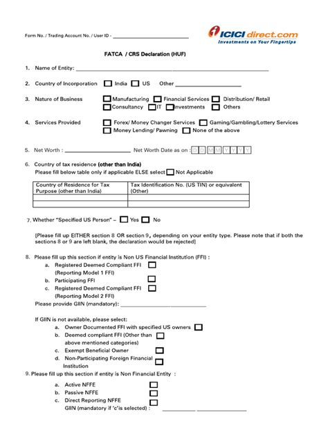 Fatca Declaration Individual Huf Pdf Trust Law Securities Finance