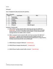 OSI Layers Docx Name OSI Layers Part Complete The Table And Answer The Questions Table