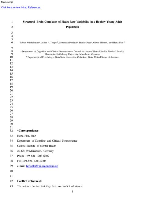 Pdf Structural Brain Correlates Of Heart Rate Variability In A