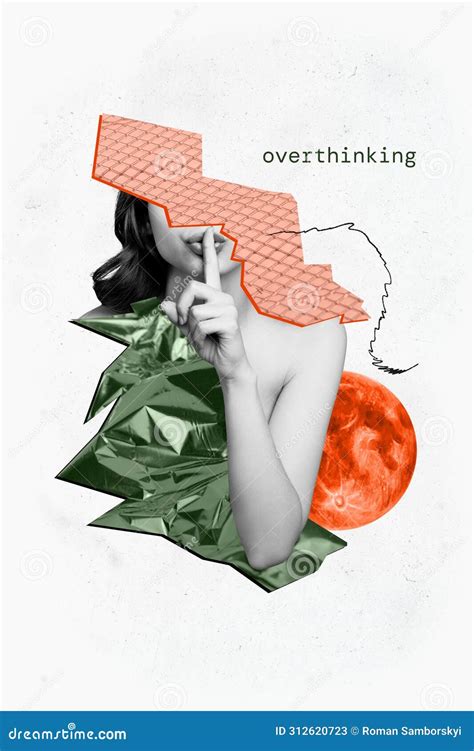 Vertical Creative Composite Photo Collage Of Wise Woman Hold Finger On