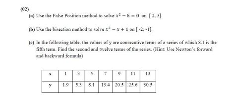 solved 02 a use the false position method to solve