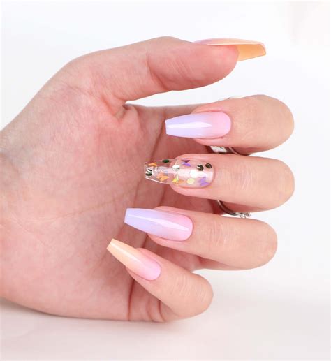 Long Artificial Nails Colorful Ombre Fake Nails Press On Senboma The Leading Press On Nails