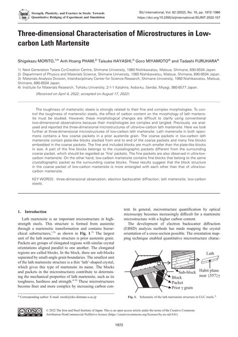 Pdf Three Dimensional Characterisation Of Microstructures In Low Carbon Lath Martensite