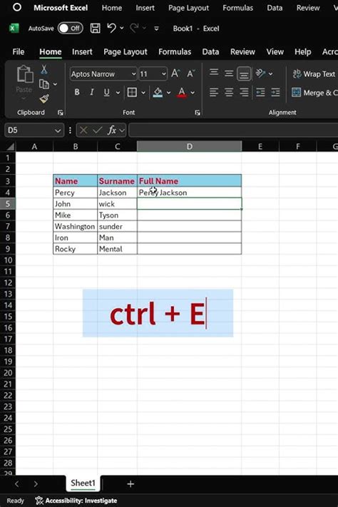 Excel Flash Fill Full Name Excel Tips And Tricks Shorts Youtubeshorts