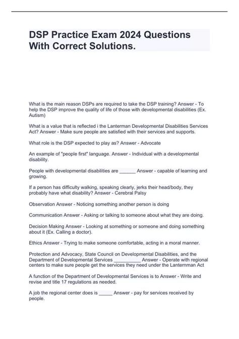 Dsp Practice Exam 2024 Questions With Correct Solutions Dsp Stuvia Us